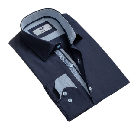 Desmond Reversible Cuff Button-Down Shirt // Navy Blue (S) - Celino ...