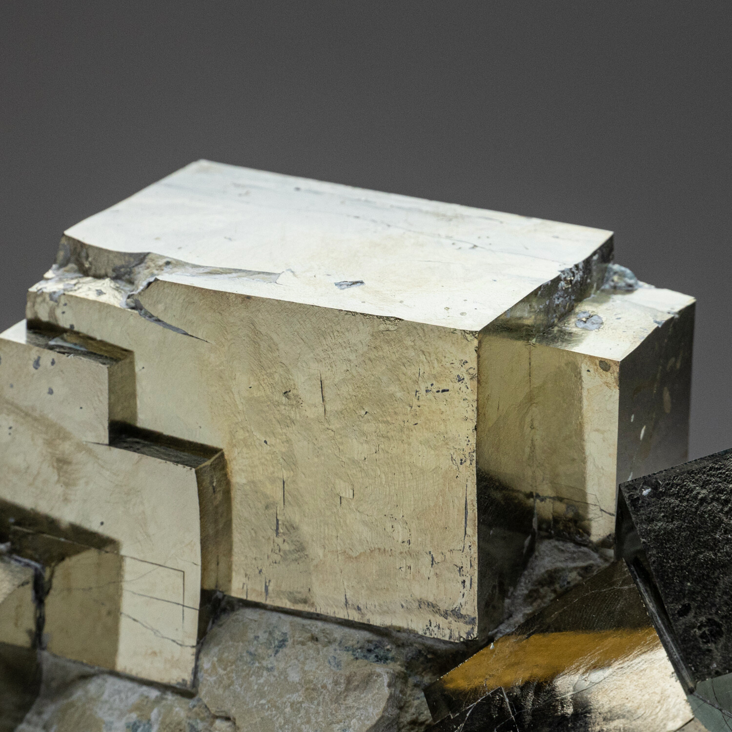Natural Cubic Pyrite Cluster On Basalt Matrix - Astro Gallery - Touch ...