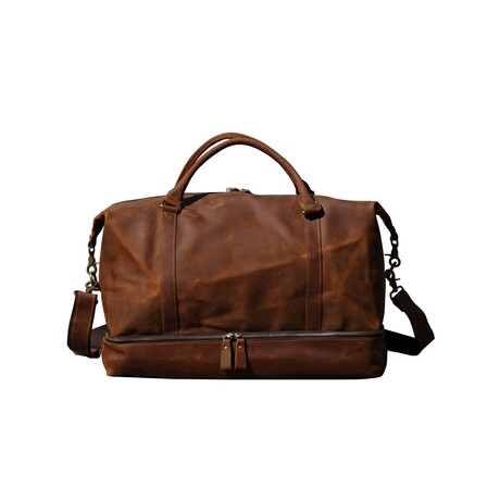Leather Weekend Bag With Suit Compartment (Dark Brown) - Touri ...