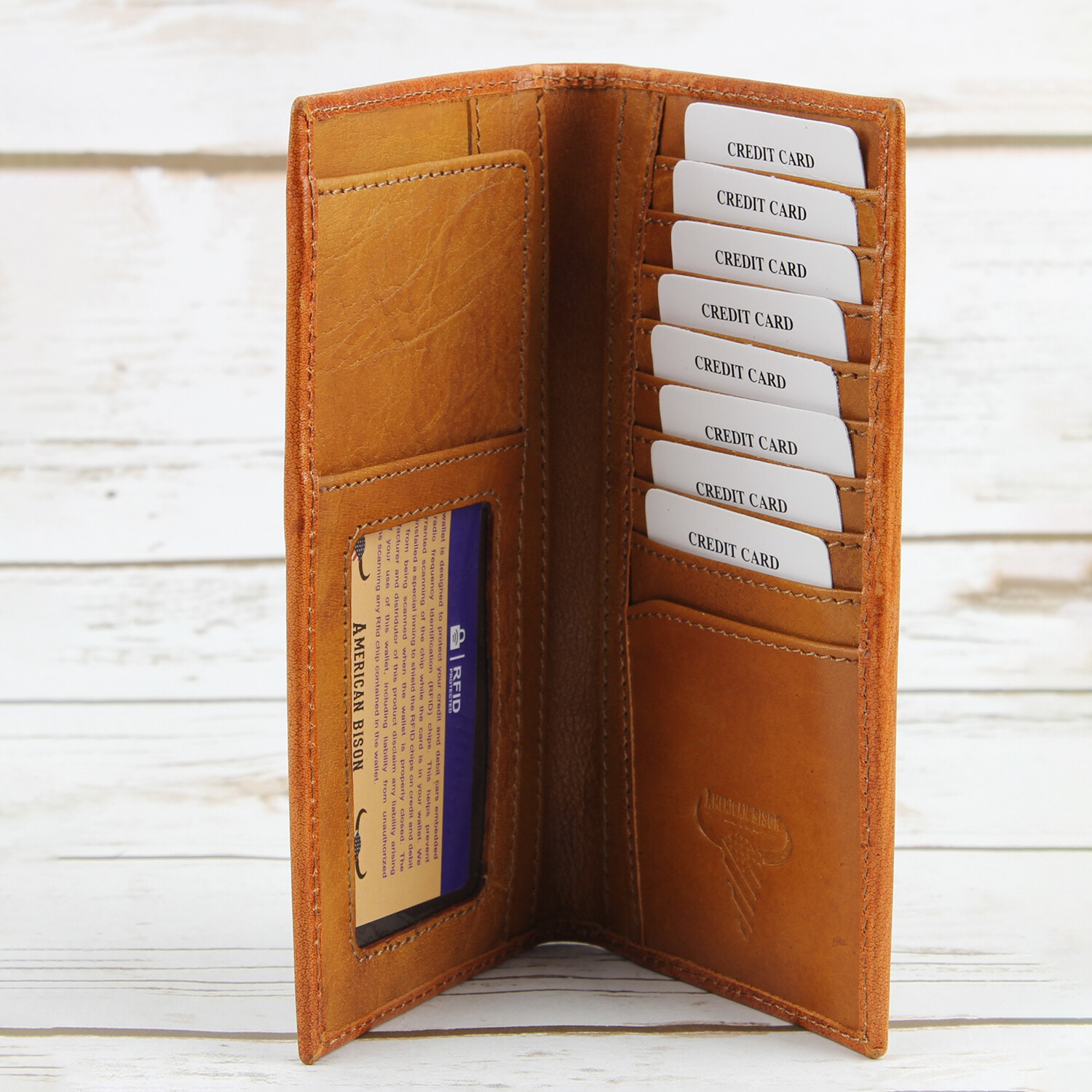 Tooled Leather Men's Long Wallet // Tan - Leather Impressions - Touch ...