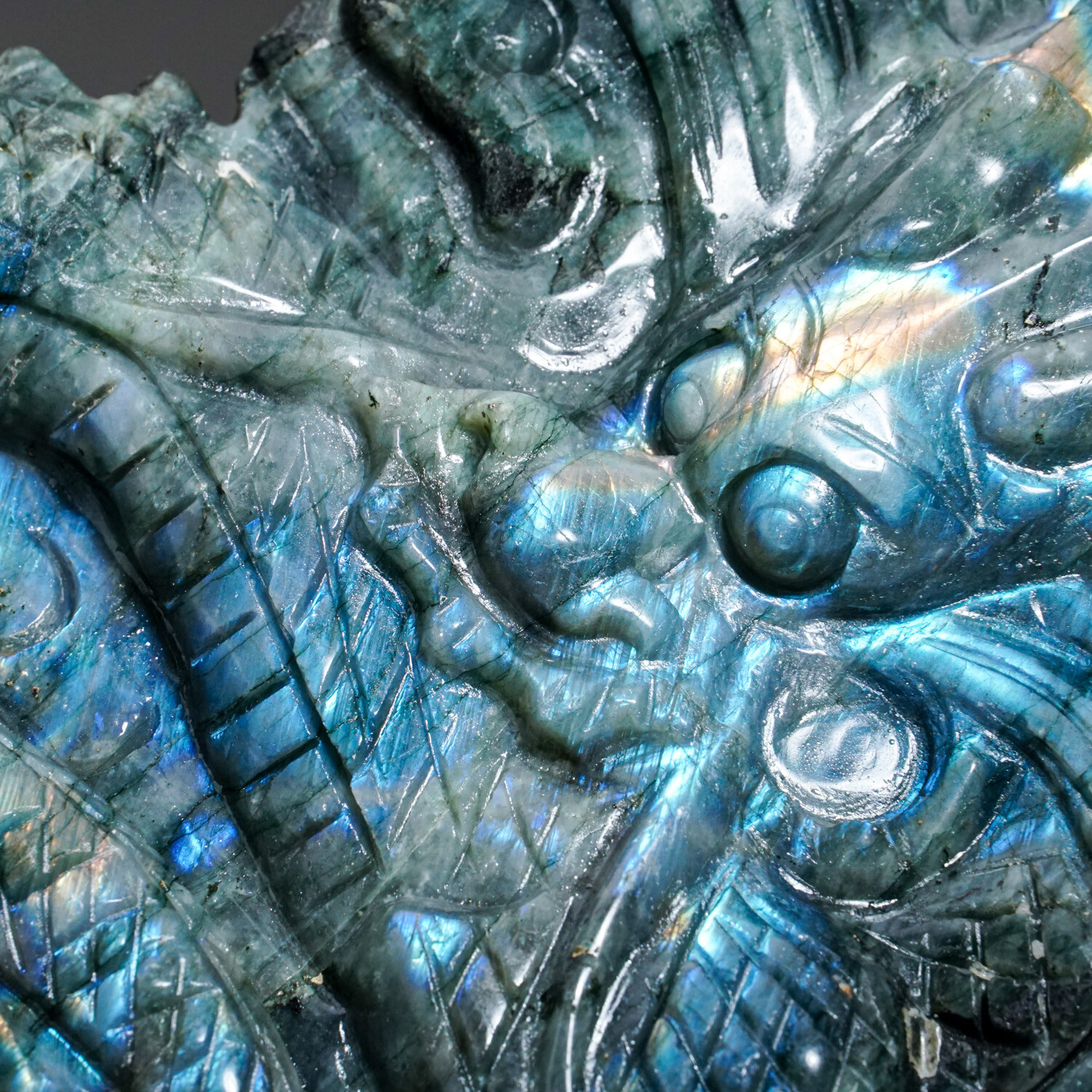 Genuine Polished Hand Carved Labradorite Dragon V.3 - Astro Gallery ...