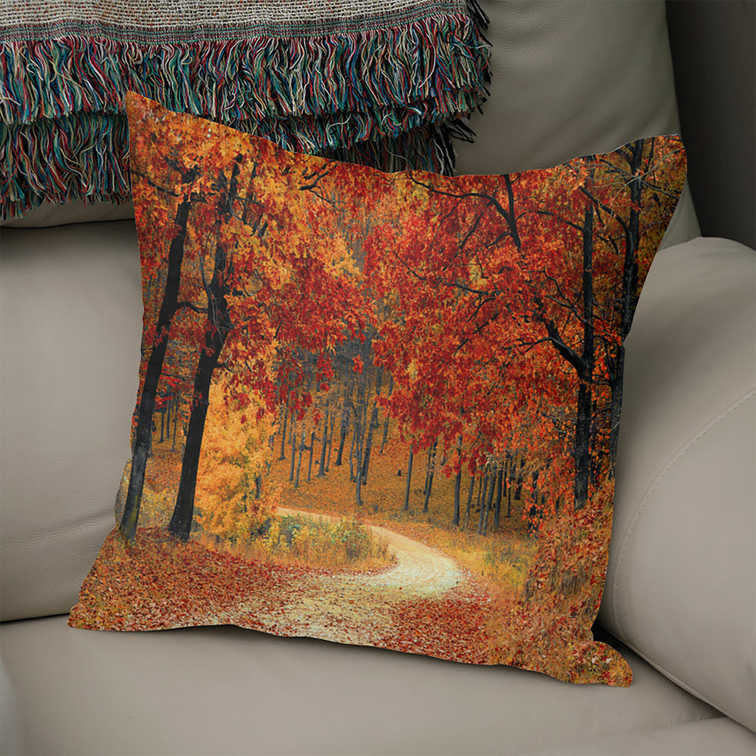 Red Leaf Trees (20"H x 20"W) - Autumnal Throw Pillows - Touch of Modern