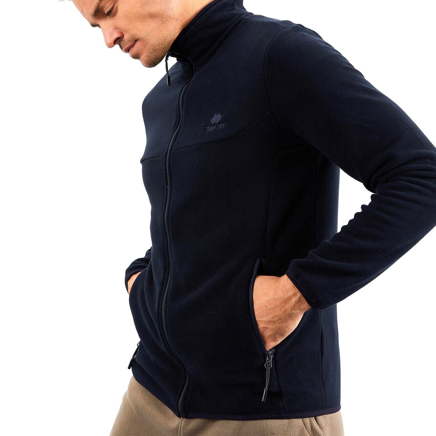 Men's Zip-Up Collared Polar Fleece Jacket // Navy Blue (S) - Tommy Life ...