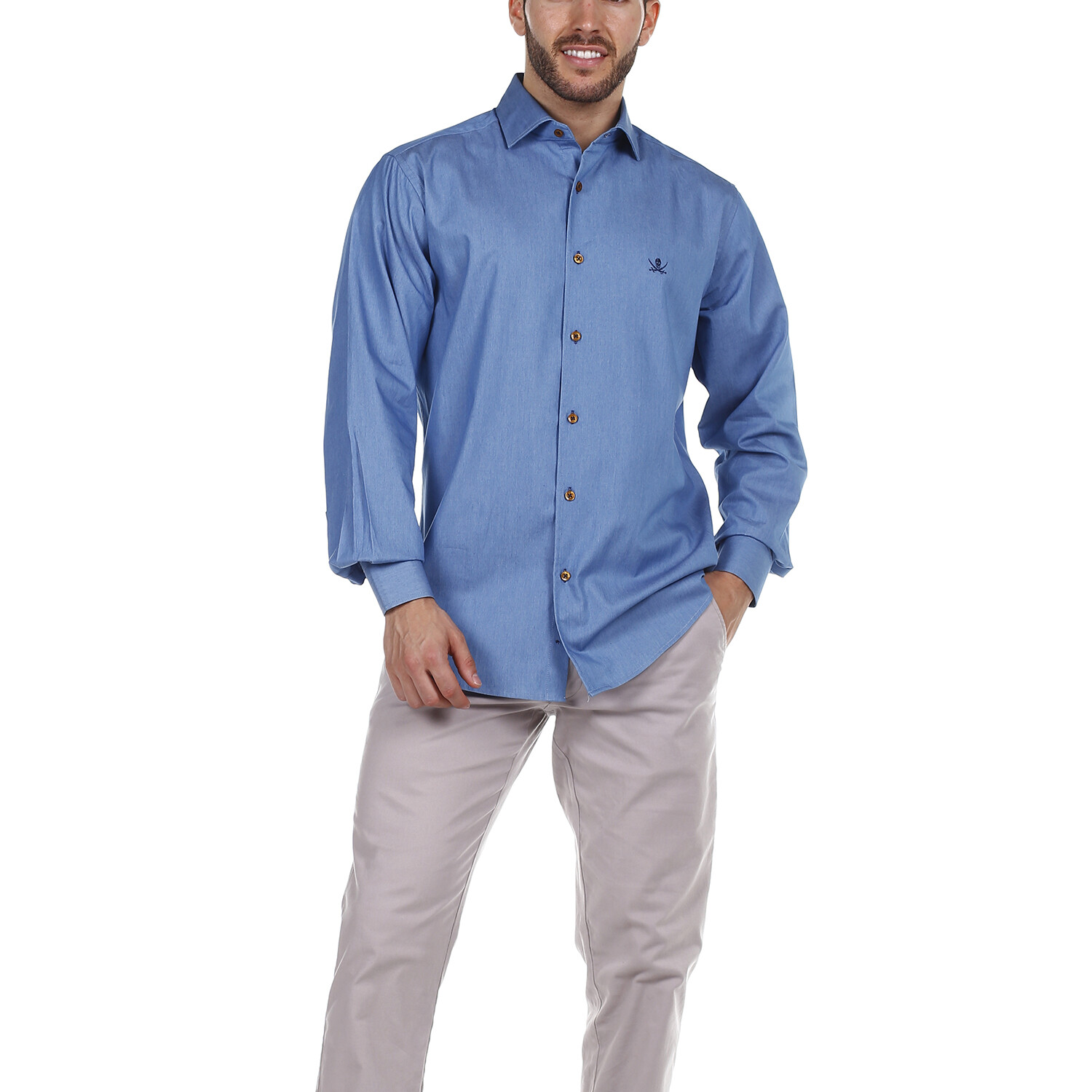 Keiran Button Up Shirt // Blue (Large) - The Time Of Bocha - Touch of ...