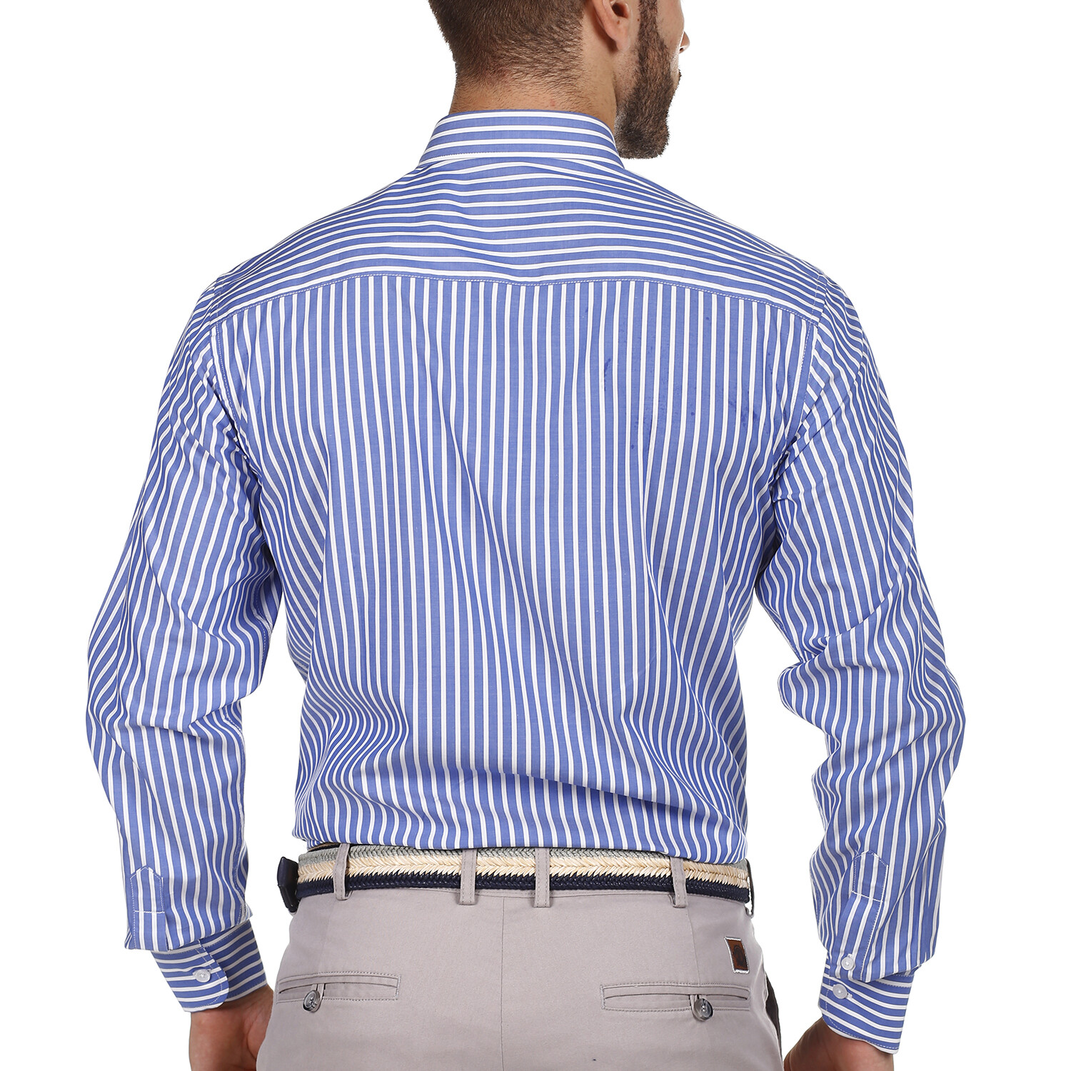 Owain Button Up Shirt // Blue + White (Medium) - The Time Of Bocha ...