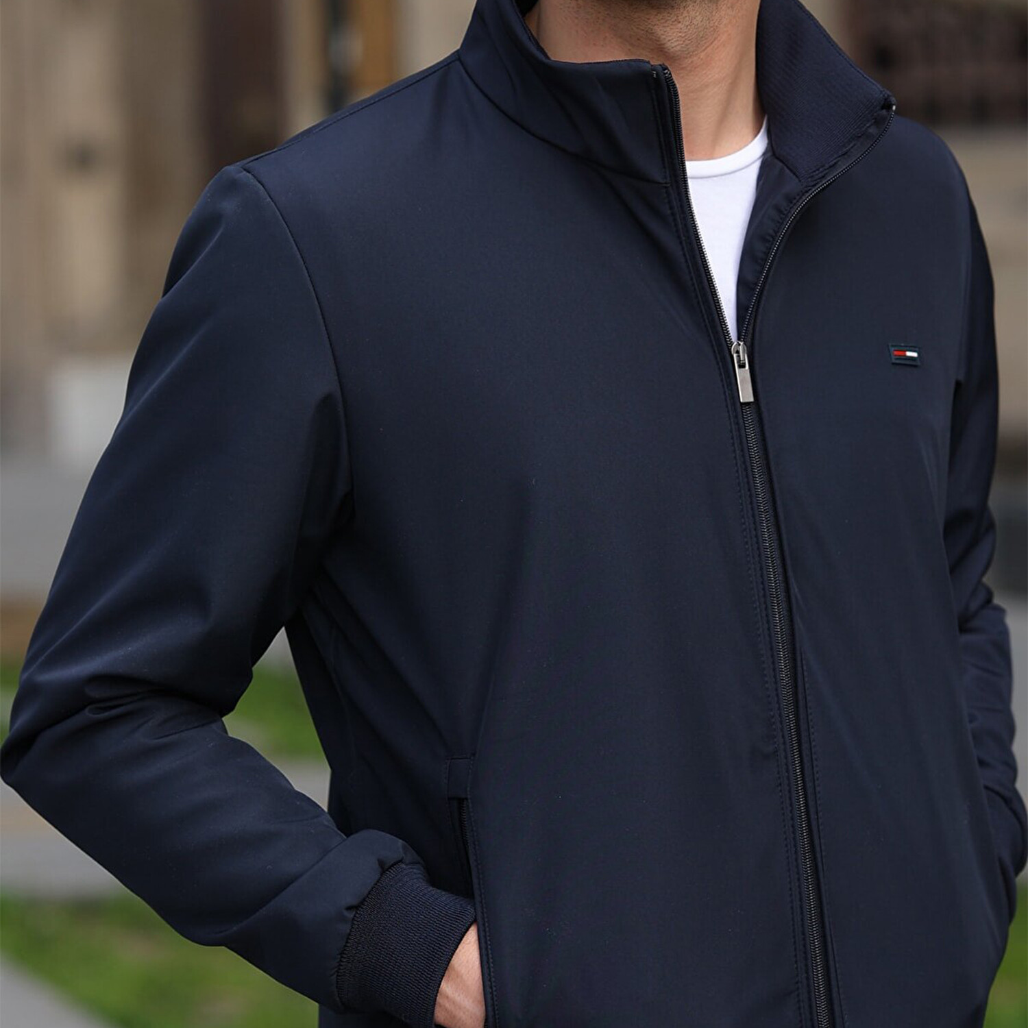 Gabe High Collar Waterproof Coat // Navy (XS) - River Club - Touch of ...
