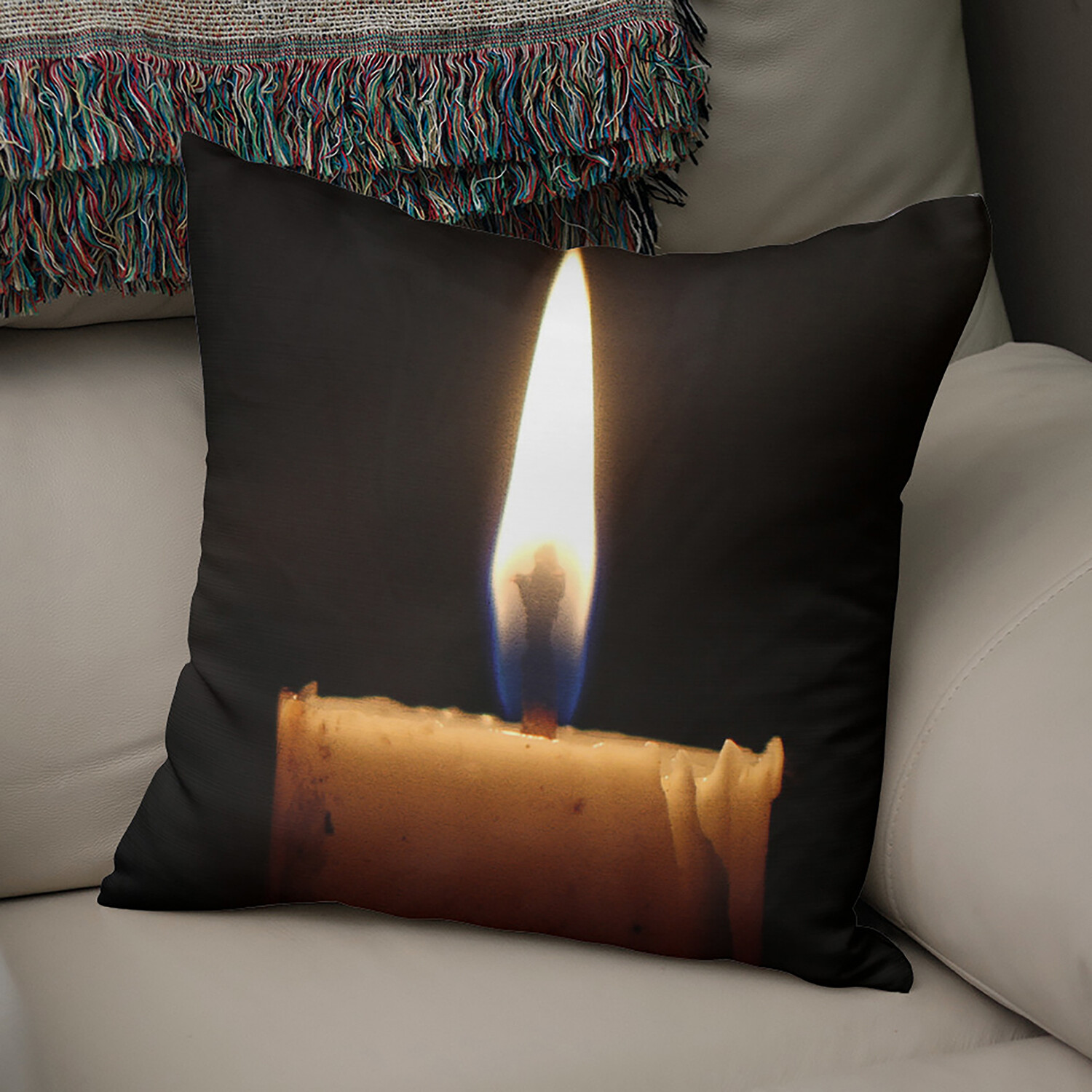 Candle Light Burn (14"H x 14"W) - Decorative Throw Pillows - Touch of ...