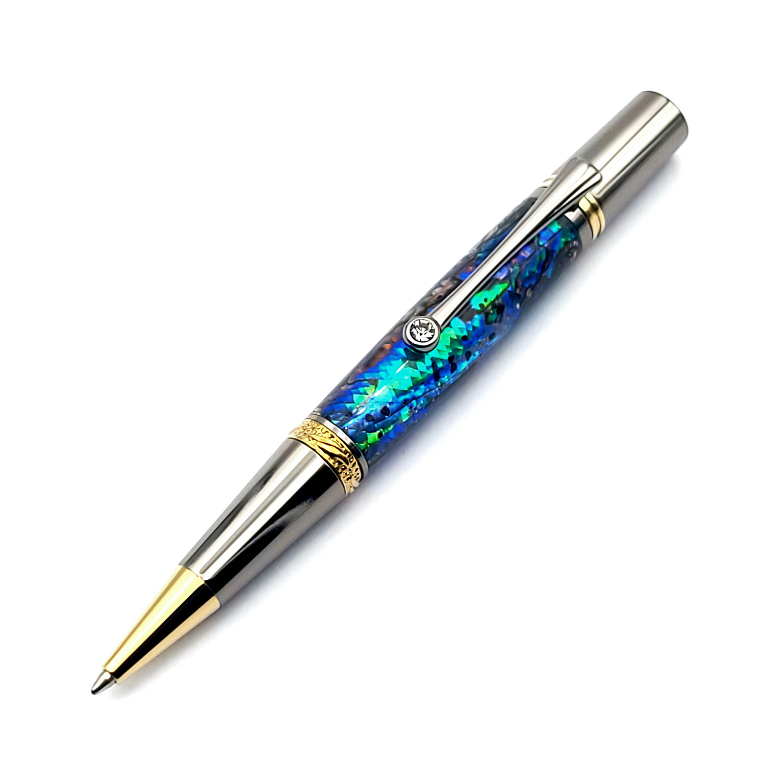 Auckland Abalone Shell Ballpoint Twist Pen // Titanium Gold + Gunmetal ...