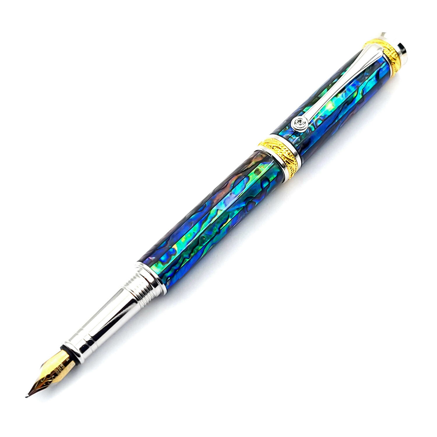 Auckland Jr Abalone Shell Fountain Pen // 22k Gold + Chrome - Woodnotch ...