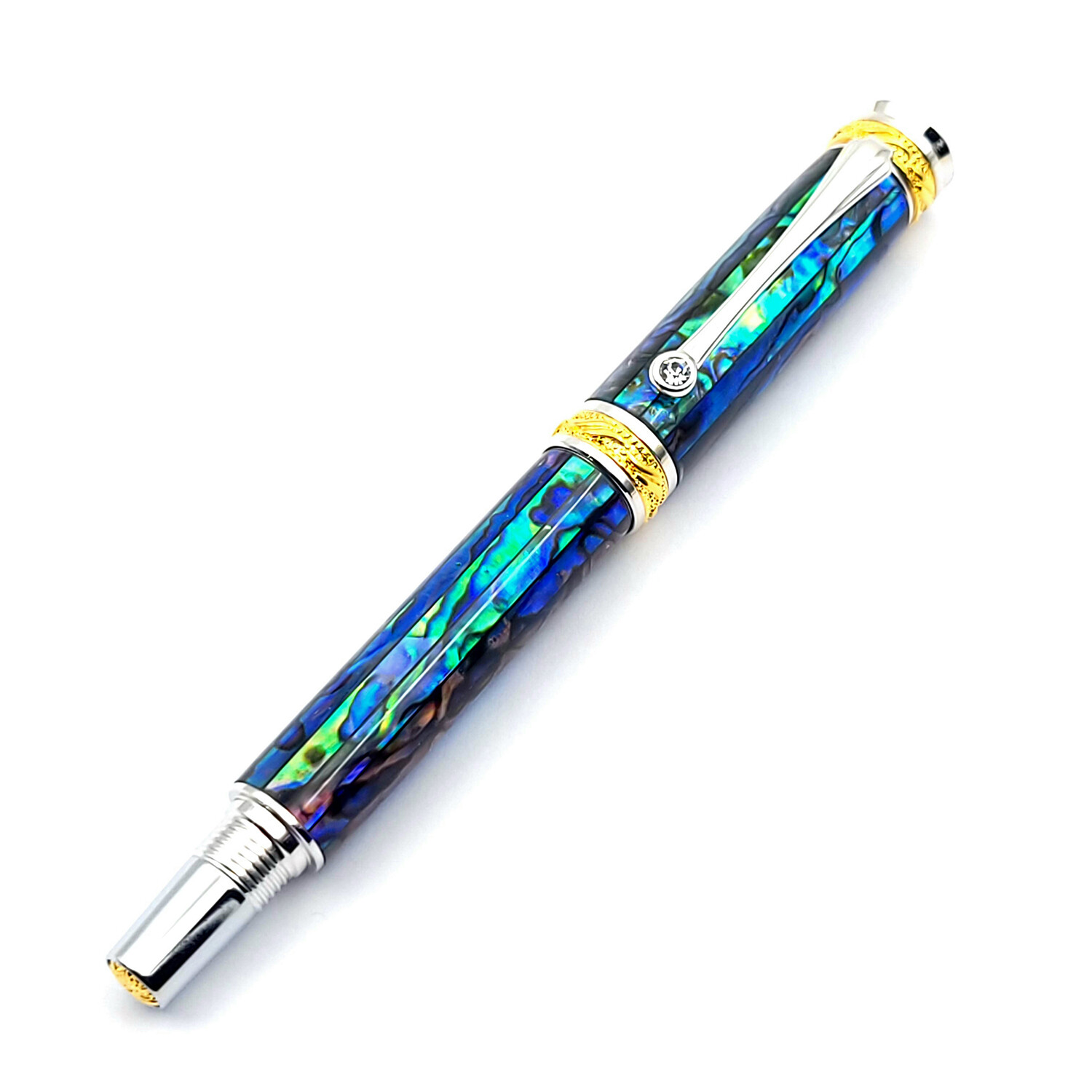 Auckland Jr Abalone Shell Fountain Pen // 22k Gold + Chrome - Woodnotch ...