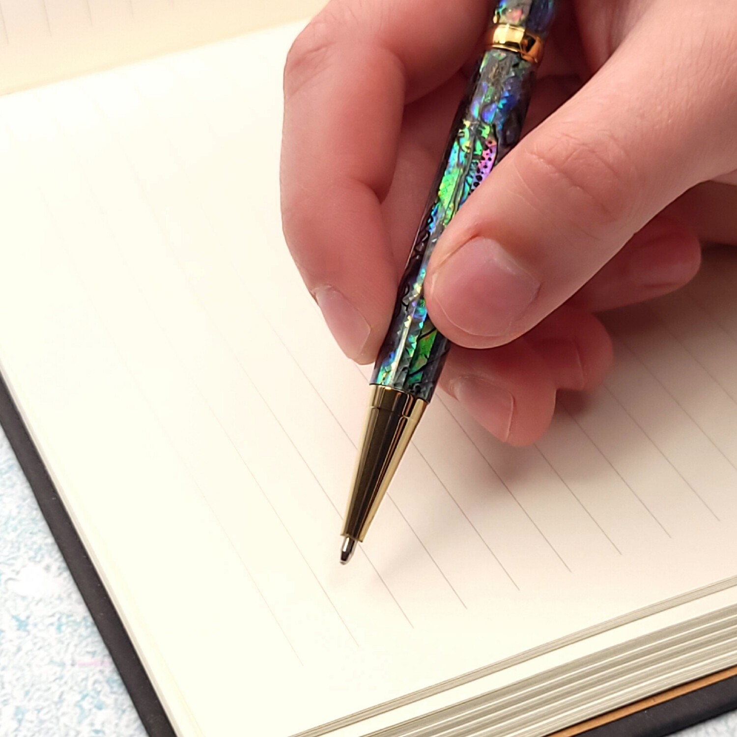 Nelson Abalone Shell Ballpoint Twist Pen // Titanium Gold - Woodnotch ...