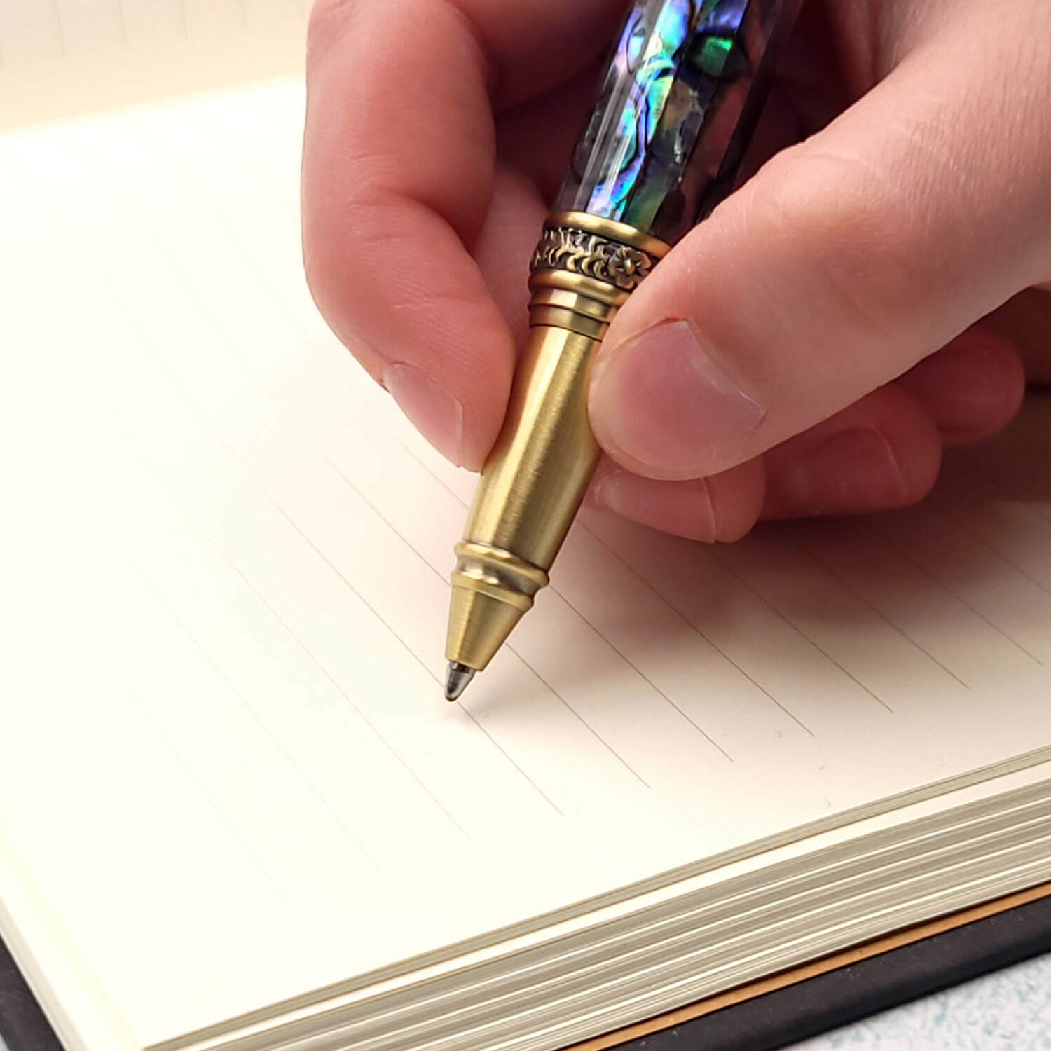 Queenstown Abalone Shell Ballpoint Twist Pen // Antique Brass ...