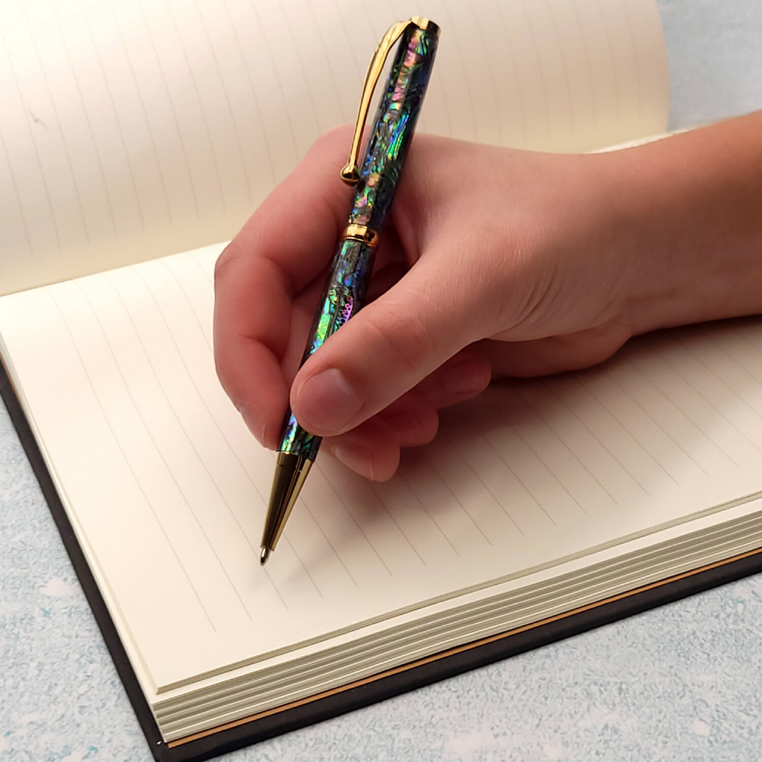 Nelson Abalone Shell Ballpoint Twist Pen // Titanium Gold - Woodnotch ...