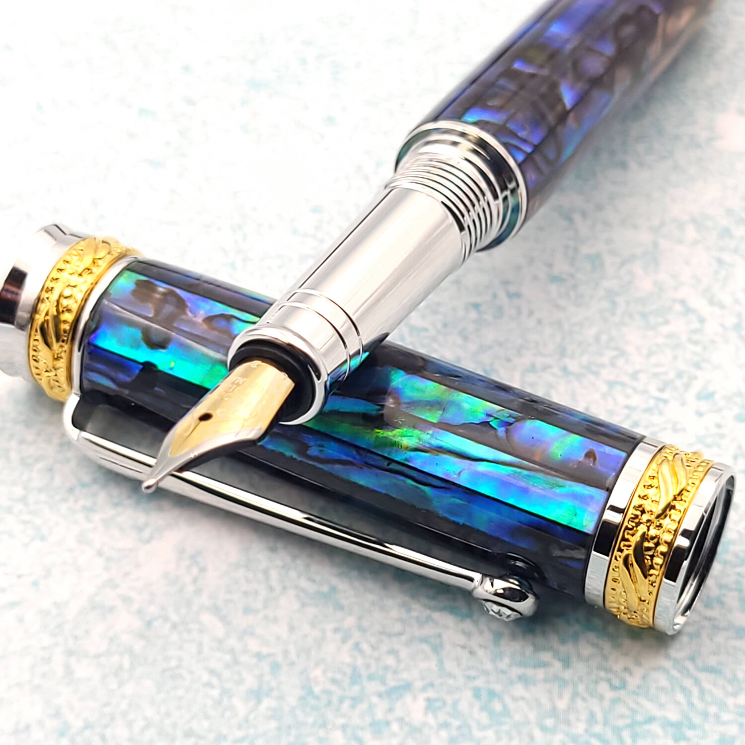 Auckland Jr Abalone Shell Fountain Pen // 22k Gold + Chrome - Woodnotch ...