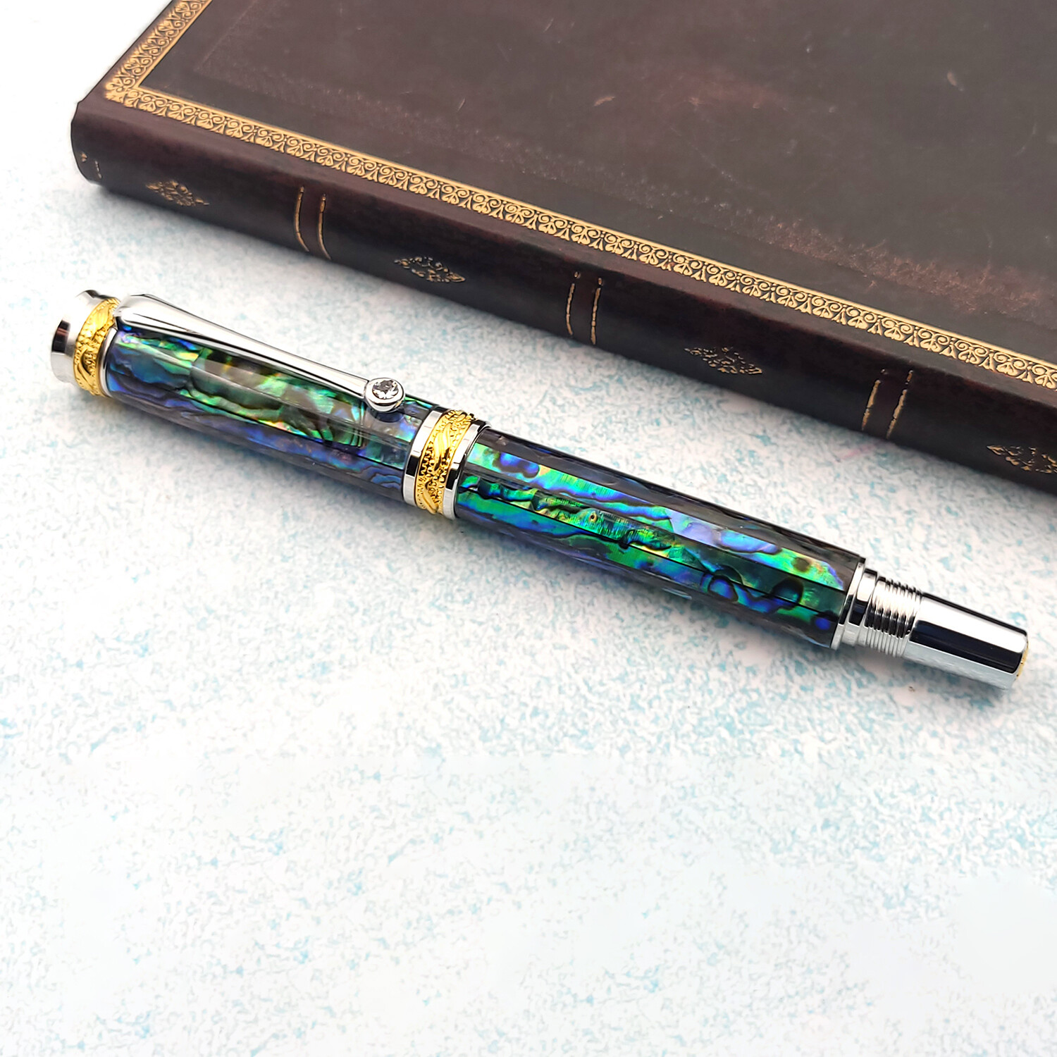Auckland Jr Abalone Shell Fountain Pen // 22k Gold + Chrome - Woodnotch ...