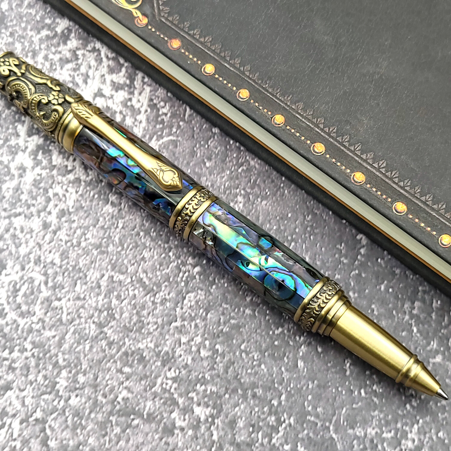 Queenstown Abalone Shell Ballpoint Twist Pen // Antique Brass ...
