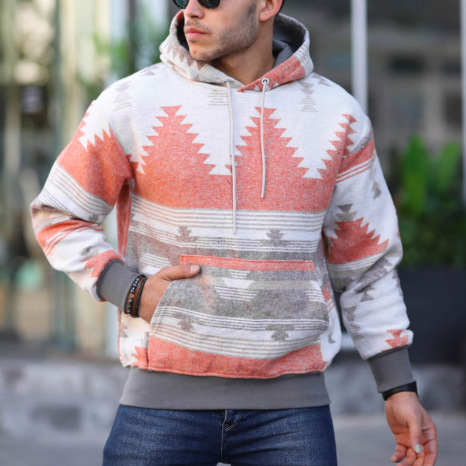 Aztec Pattern Oversize Hoodie // Tile Red (S) - Danube Waves PERMANENT ...