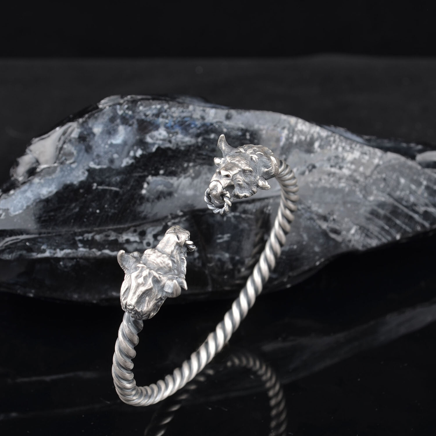 Bull Bracelet // Style 2 // Oxidized Silver (10") - Mitis Handcrafted ...