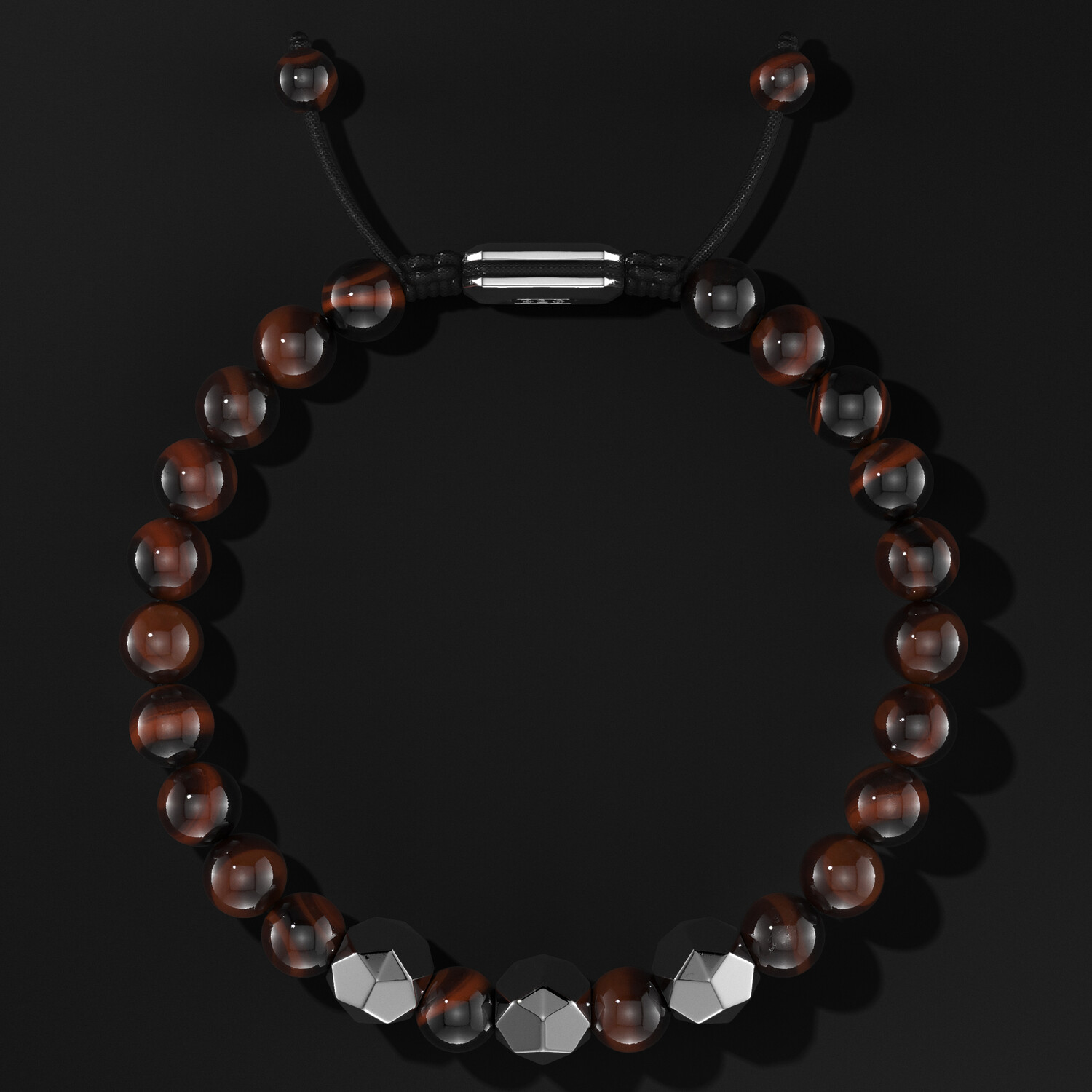 Geom Black Rhodium Red Tiger Eye Bracelet (Small // 6” - 7”) - Seekers ...