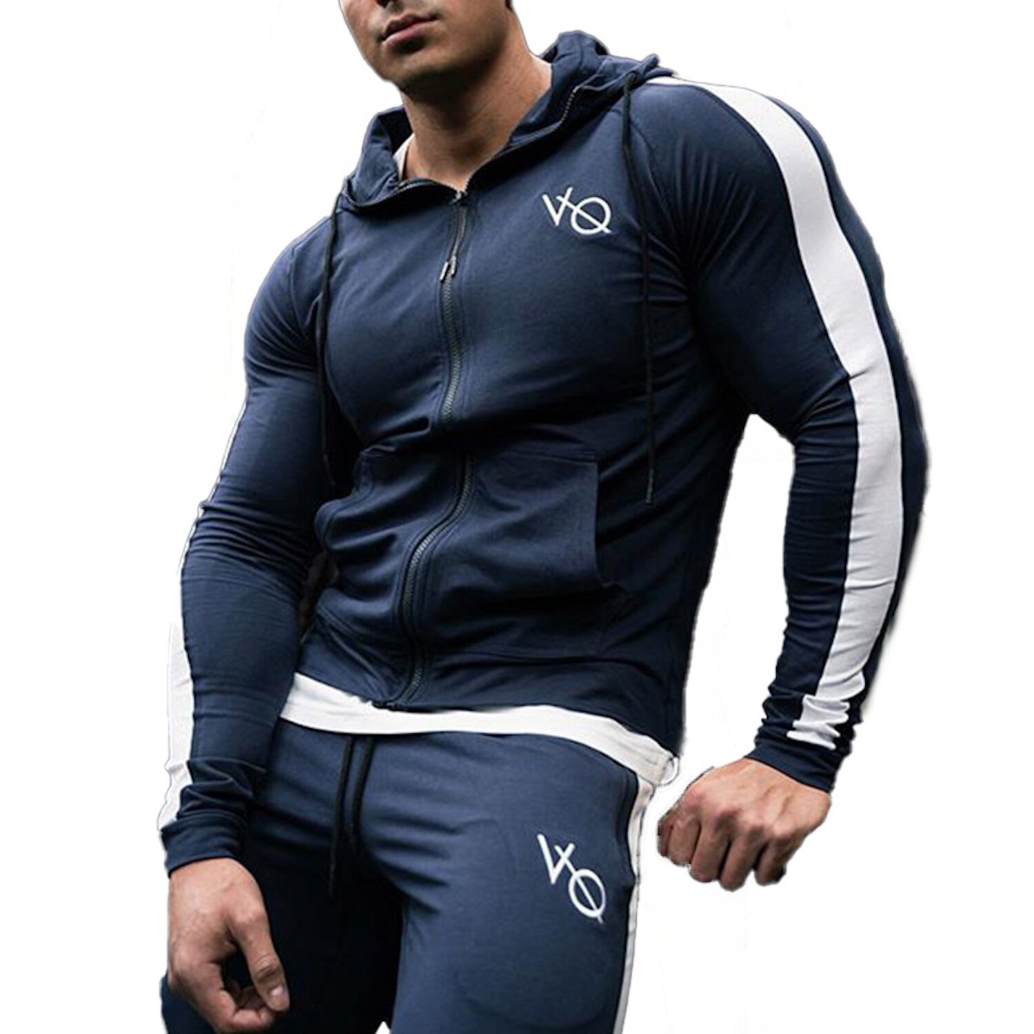 Hooded Workout Set // Navy Blue + White (M) - Celino Workout Wear ...