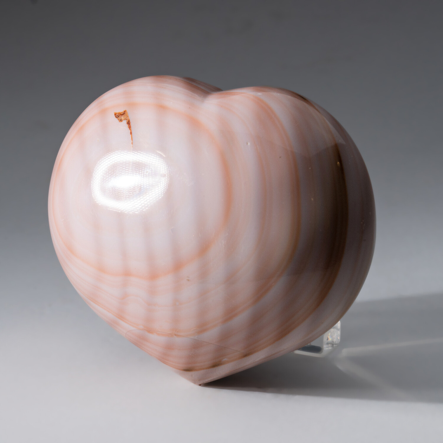 Genuine Polished Banded Agate Heart With Acrylic Display Stand // 1 ...