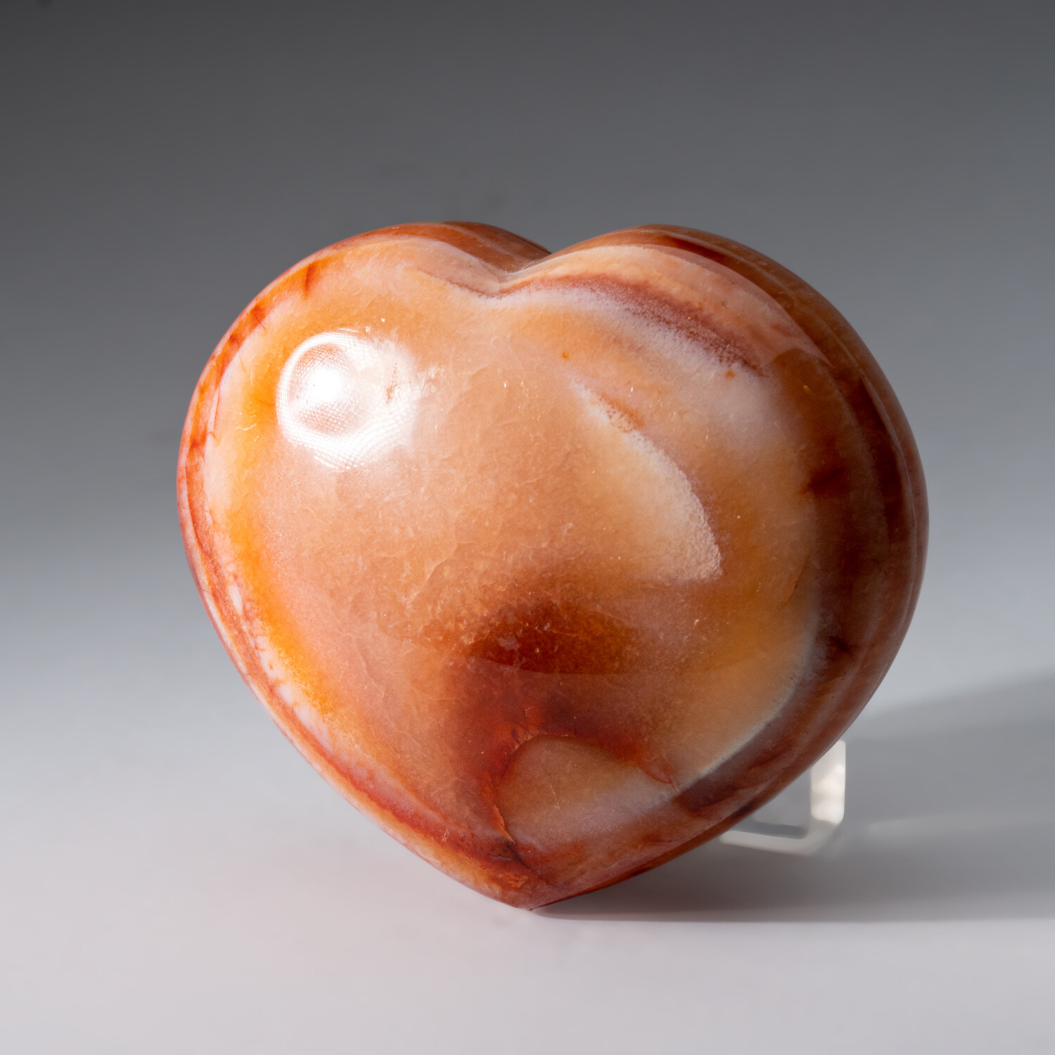 Genuine Polished Gem Carnelian Heart With Acrylic Display Stand // 1 ...
