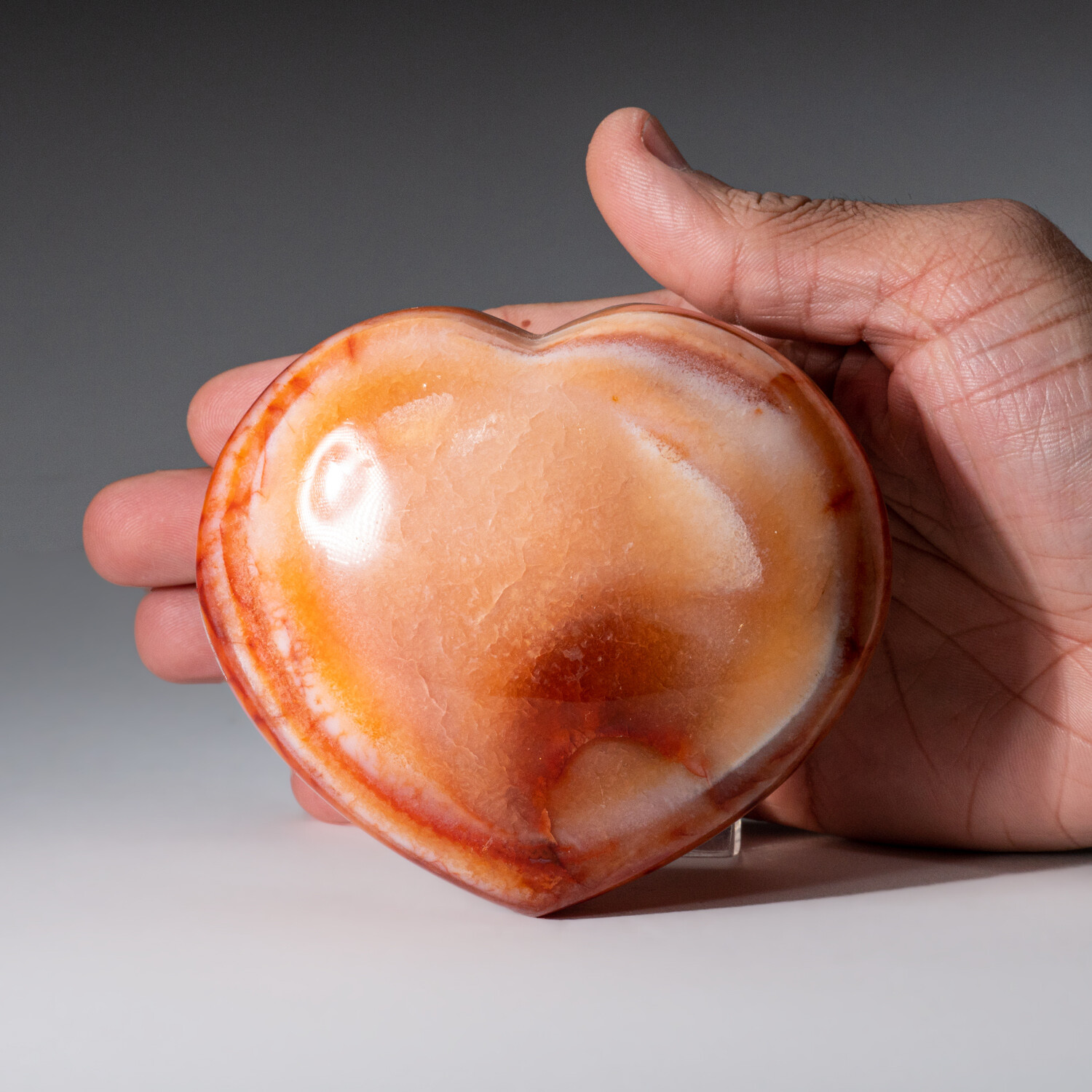Genuine Polished Gem Carnelian Heart With Acrylic Display Stand // 1 ...