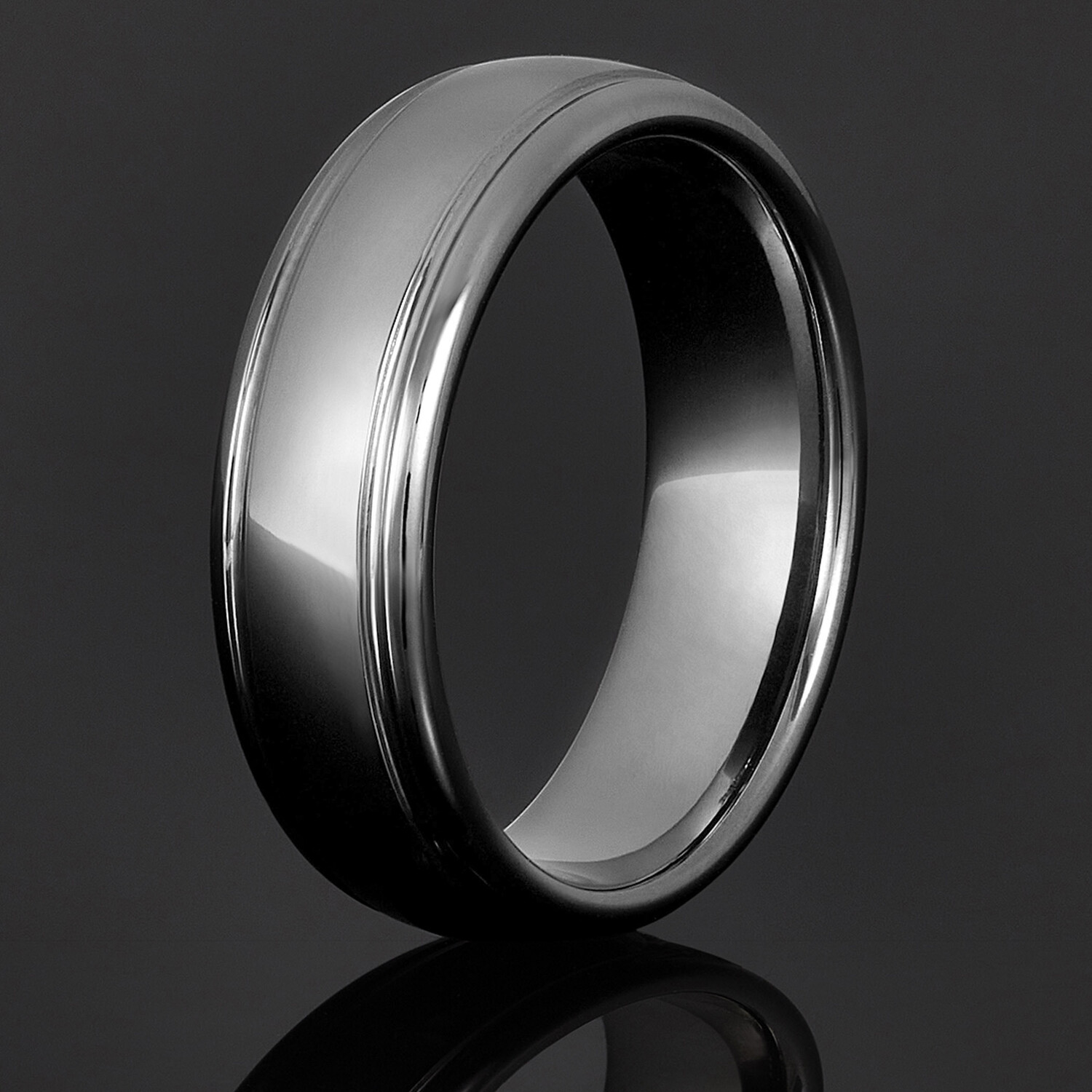 Grooved Edges Polished Tungsten Carbide Band Ring // 7mm (9.5 ...
