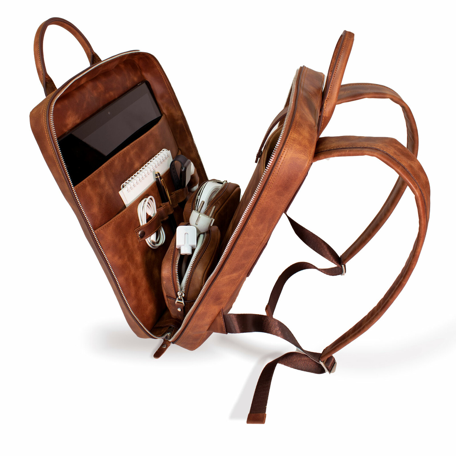 Genuine Leather 16" Organizer Backpack // Tobacco - Moft - Touch of Modern