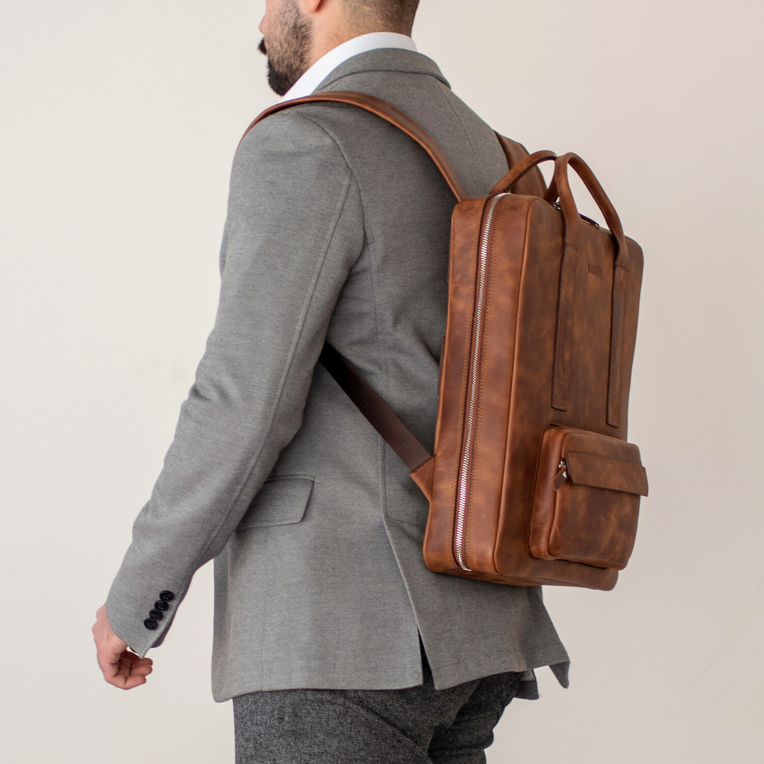 Genuine Leather 16" Organizer Backpack // Tobacco - Moft - Touch of Modern