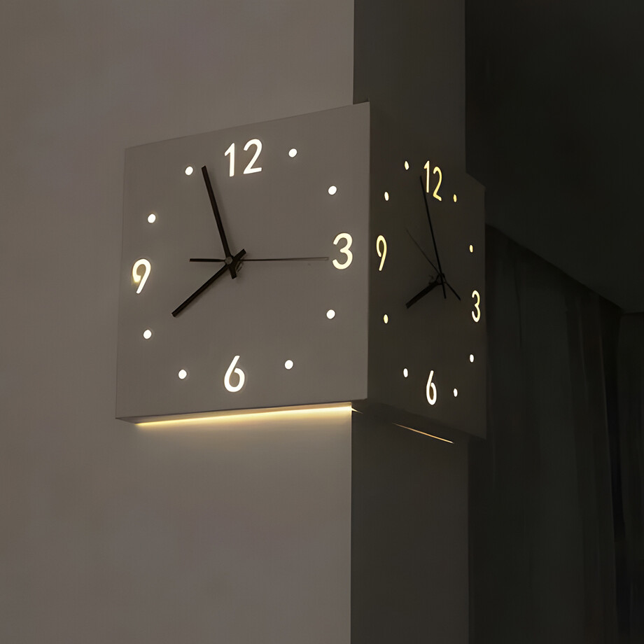 Backlit Corner Clock - A Light & Voice Activated Clock - Touch of Modern