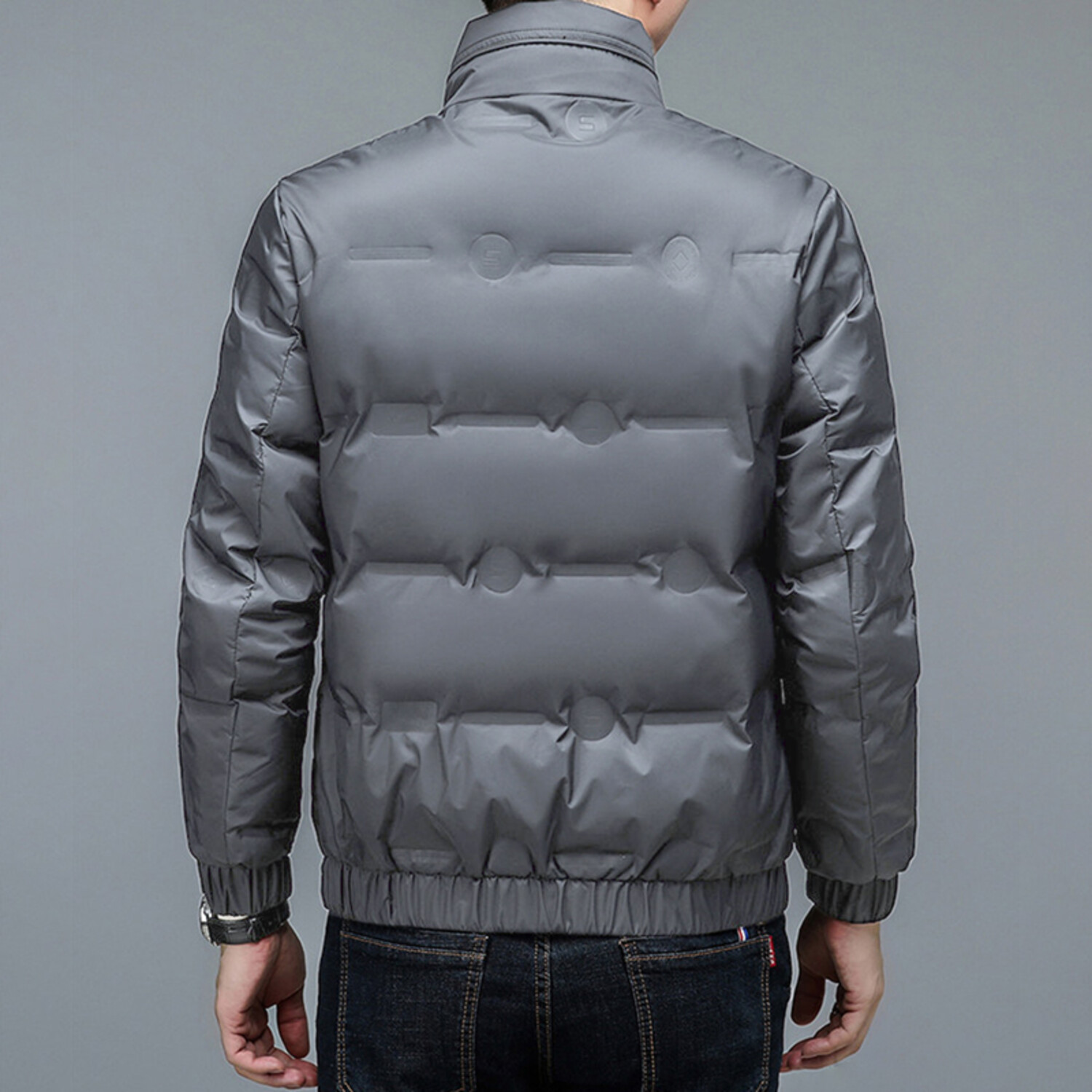 Logo Puffer Jacket Gray Xs Newvay Outerwear Touch Of Modern