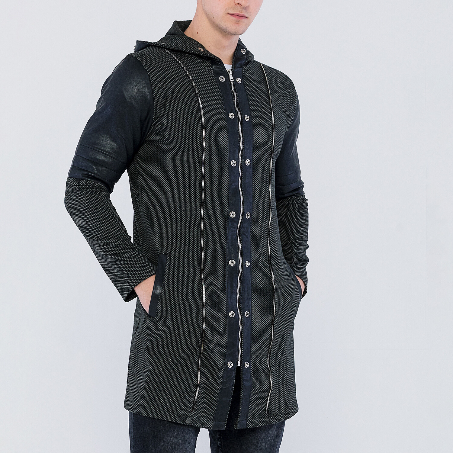 Zip Snap Accent Jacket // Olive + Black (S) - Giorgio di Mare Casual ...