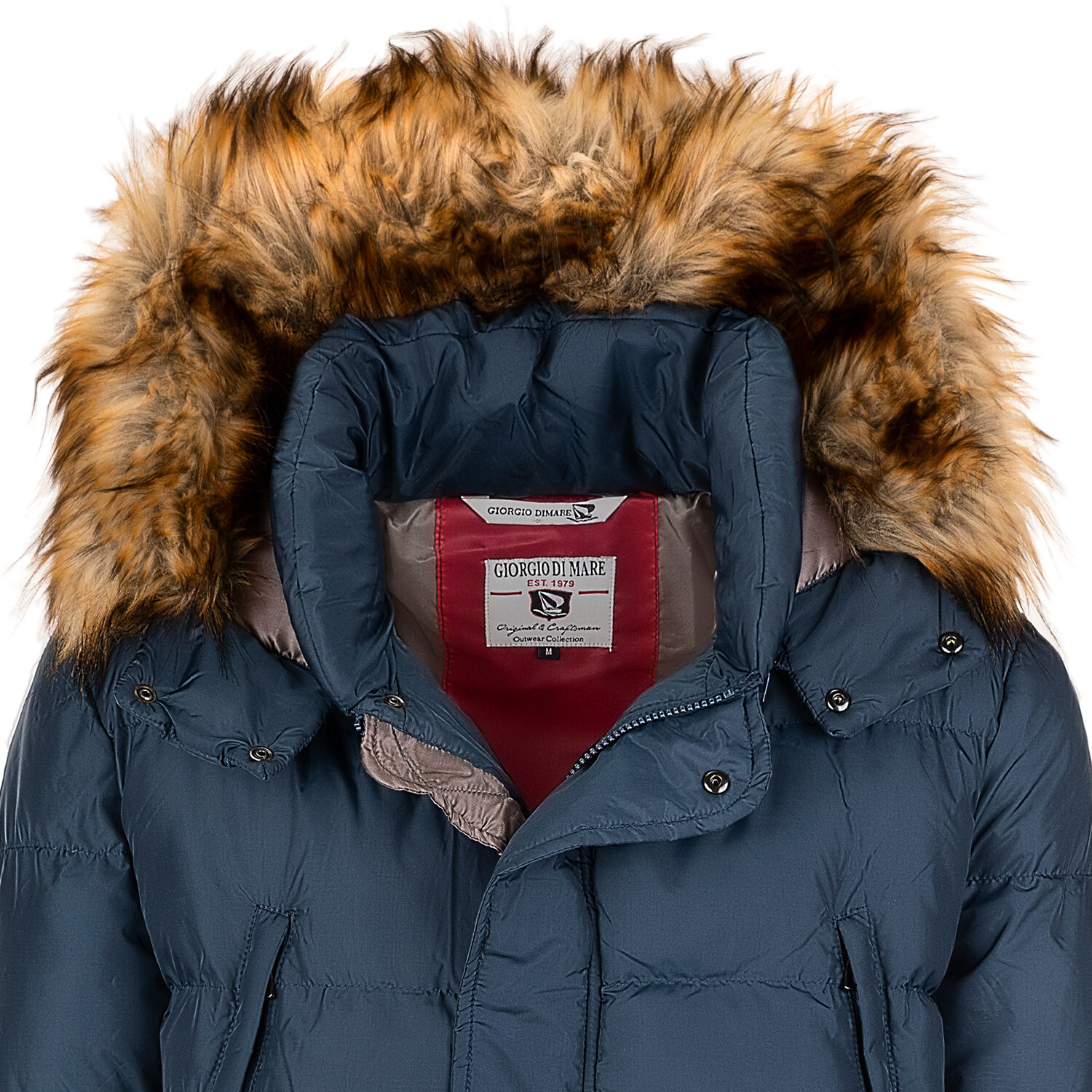 Faux Fur Trim Long Puffer Parka // Indigo (S) - Giorgio di Mare ...