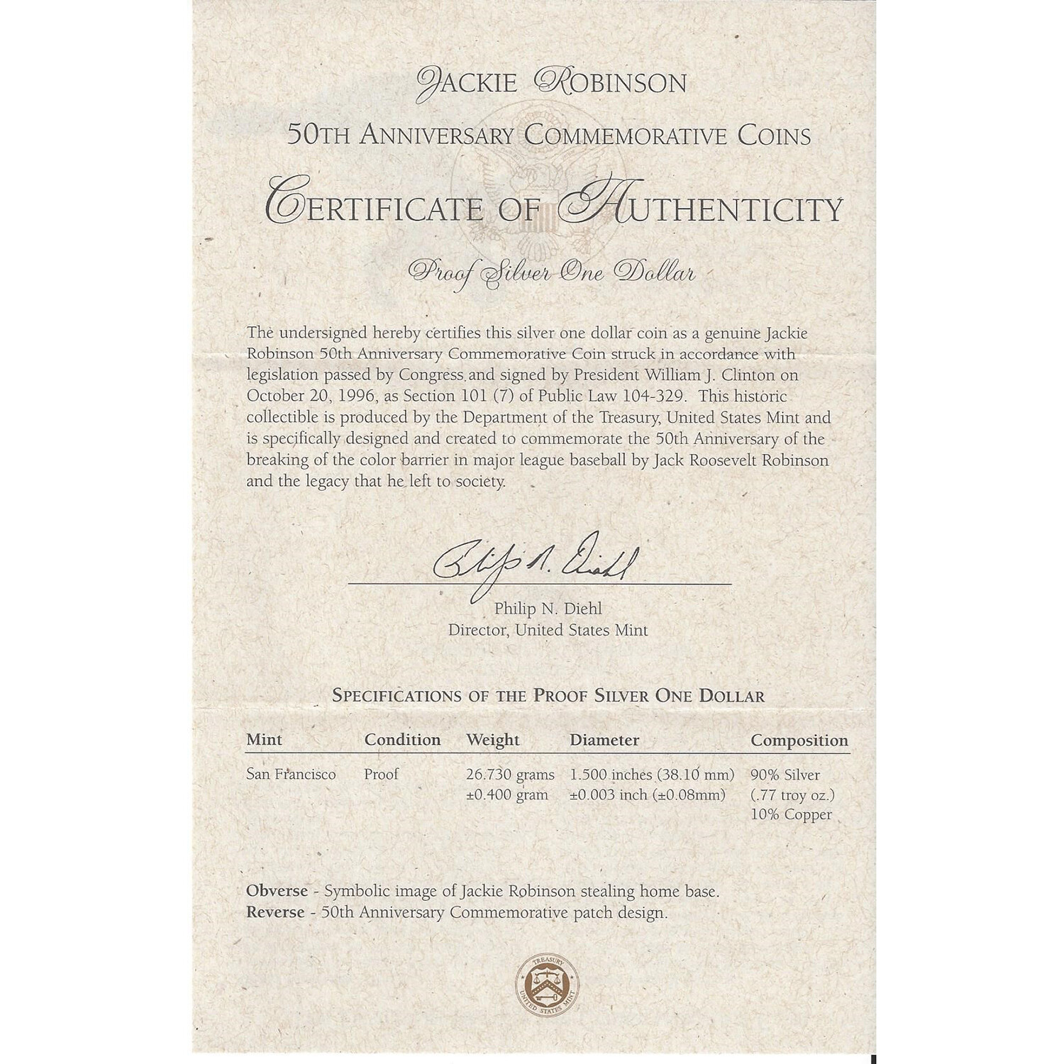 1997 50th Anniversary Jackie Robinson PROOF Deep Cameo Silver Dollar ...