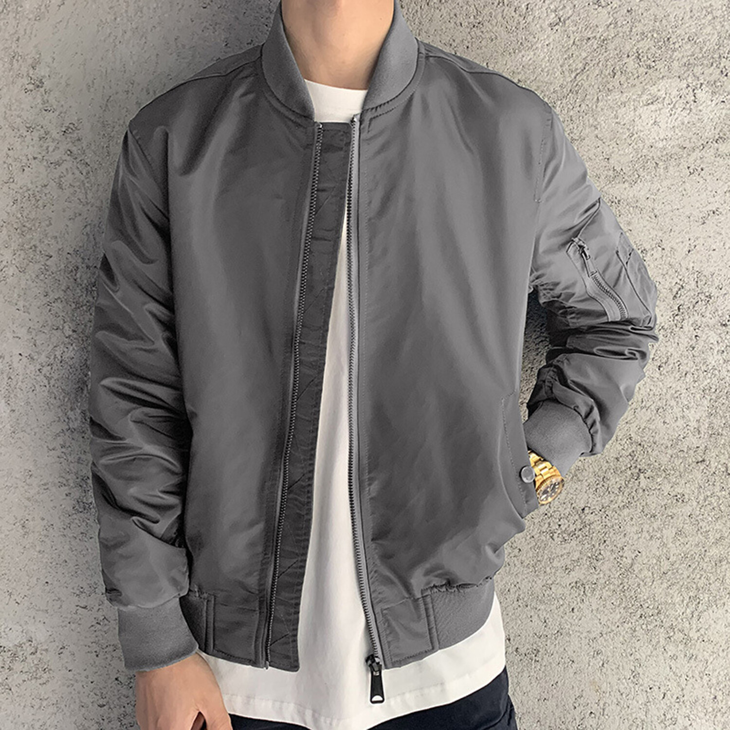 Bomber Jacket // Gray (XL) - Kai Milan Jackets - Touch of Modern