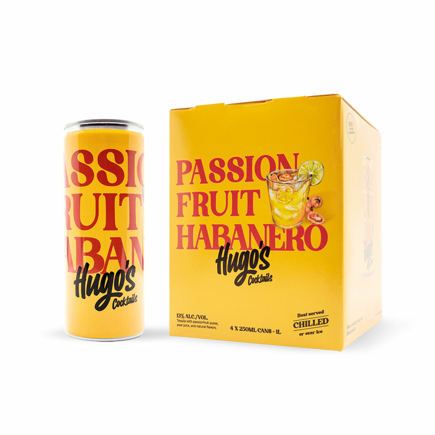 Hugos Cocktails Passion Fruit Habanero Margarita 12 Pack Hugos