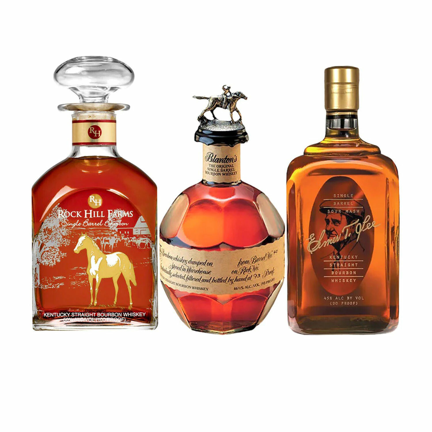 Blanton's Bourbon + Rock Hill Farms Bourbon + Elmer T. Lee Bourbon ...