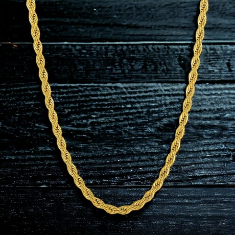 Gold Plated Stainless Steel 6mm Rope Chain Necklace // 26" - Crucible ...