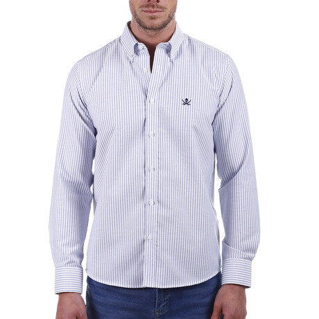 Bengal Stripe Pattern Button Up // Light Blue + White (S) - The Time of ...