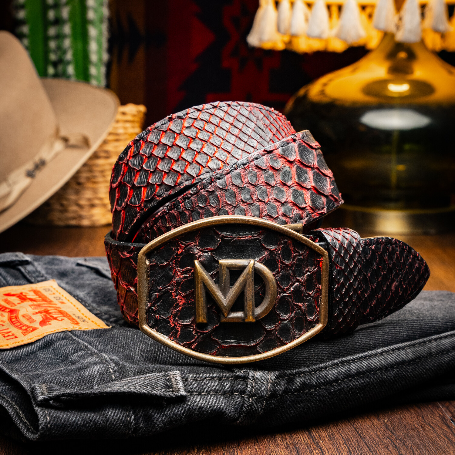 Arkansas Python Leather Belt // Black Cherry (36) - Marco di Milano ...