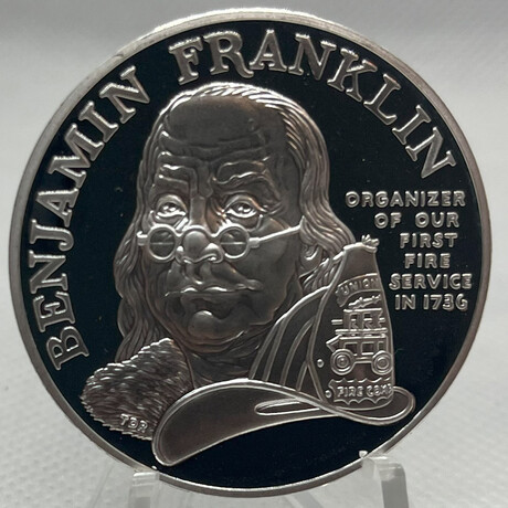 1992 Benjamin Franklin Firefighters Silver Medal - Choice Currency ...